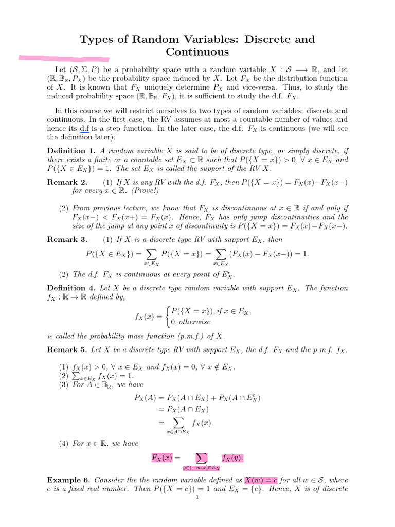 L4 Types of Random Variables | PDF