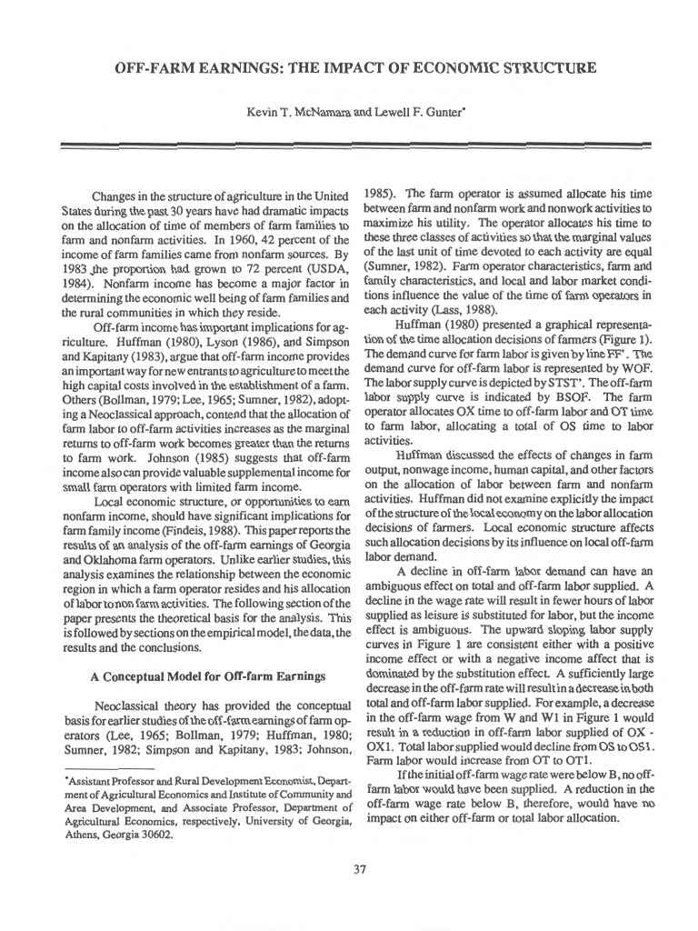 Off-Farm Earnings - The Impact of Economic Structure | PDF | Labour ...