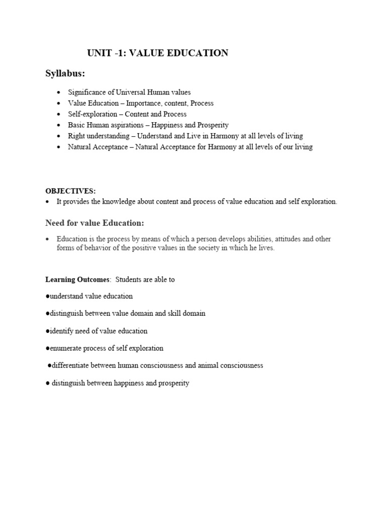 Unit-1 Uhv Learning Material | PDF