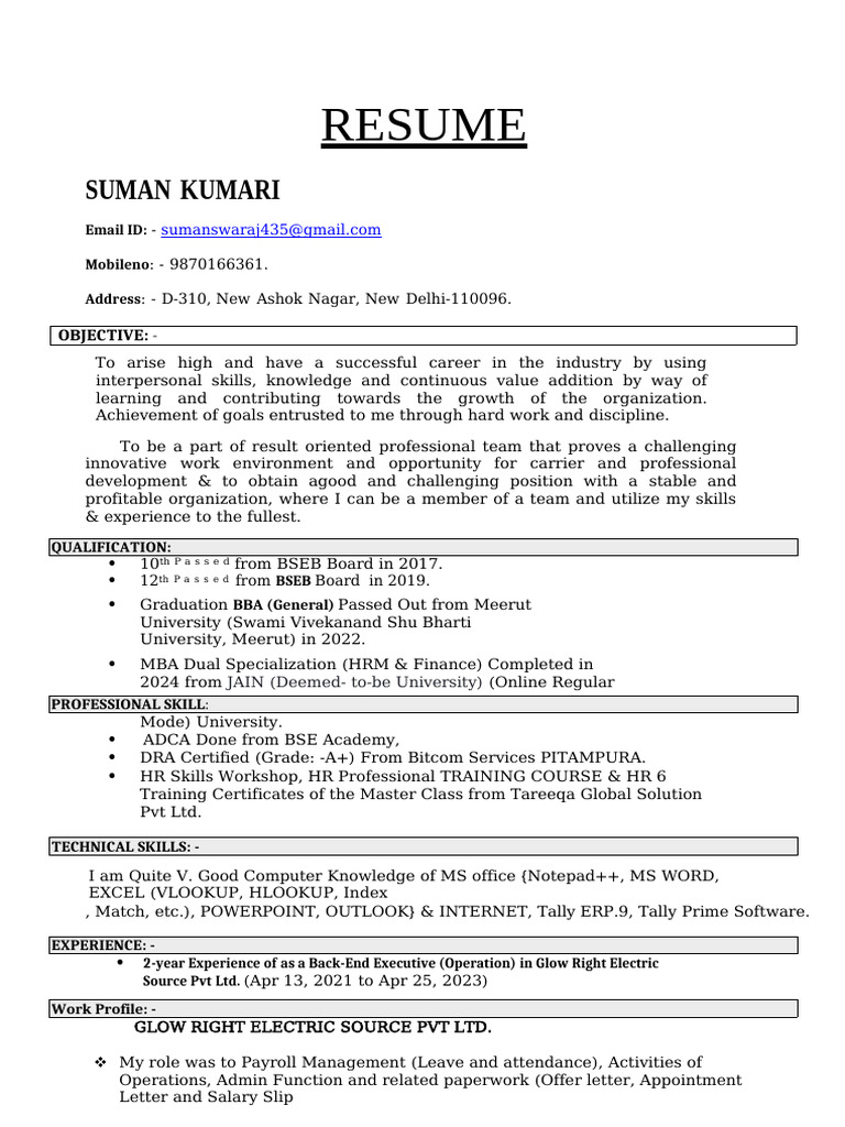 Suman CV | PDF