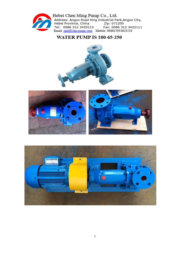 Water Pump Is 100-65-250 Catalogue | PDF