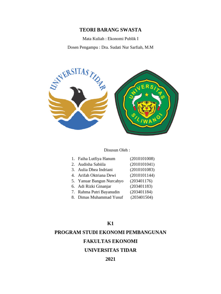 Kelompok 2 - K1 - Ekonomi Publik I (Teori Barang Swasta) | PDF