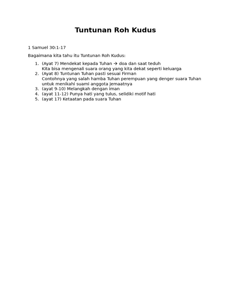 Tuntunan Roh Kudus | PDF