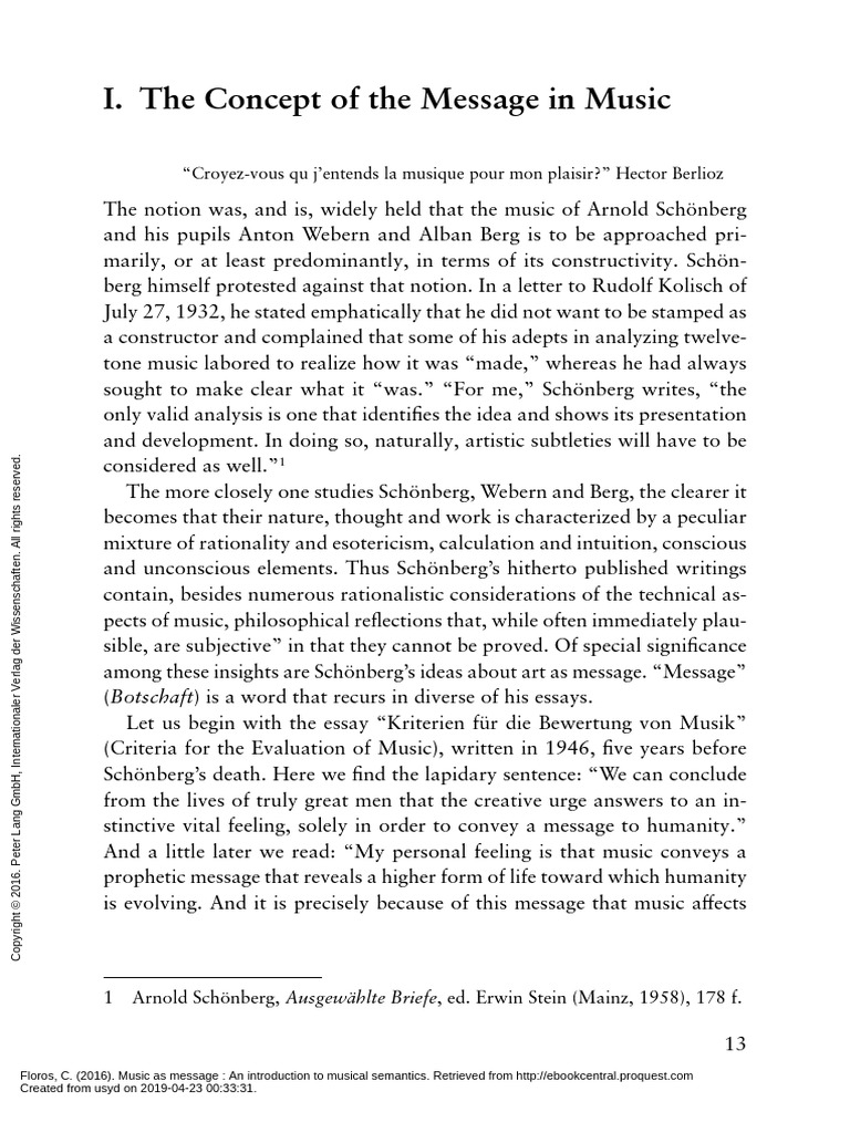 Music As Message An Introduction To Musical Semant... - (I. The Concept ...