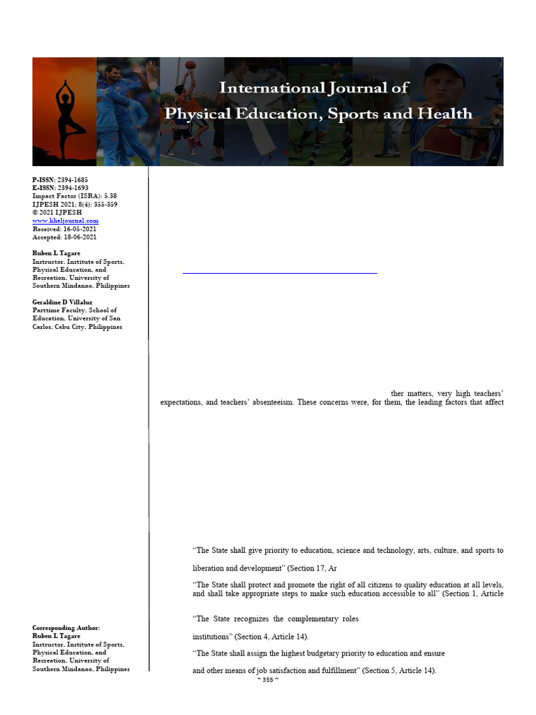 Probing The Delivery of Tertiary Physical Education Among The ...