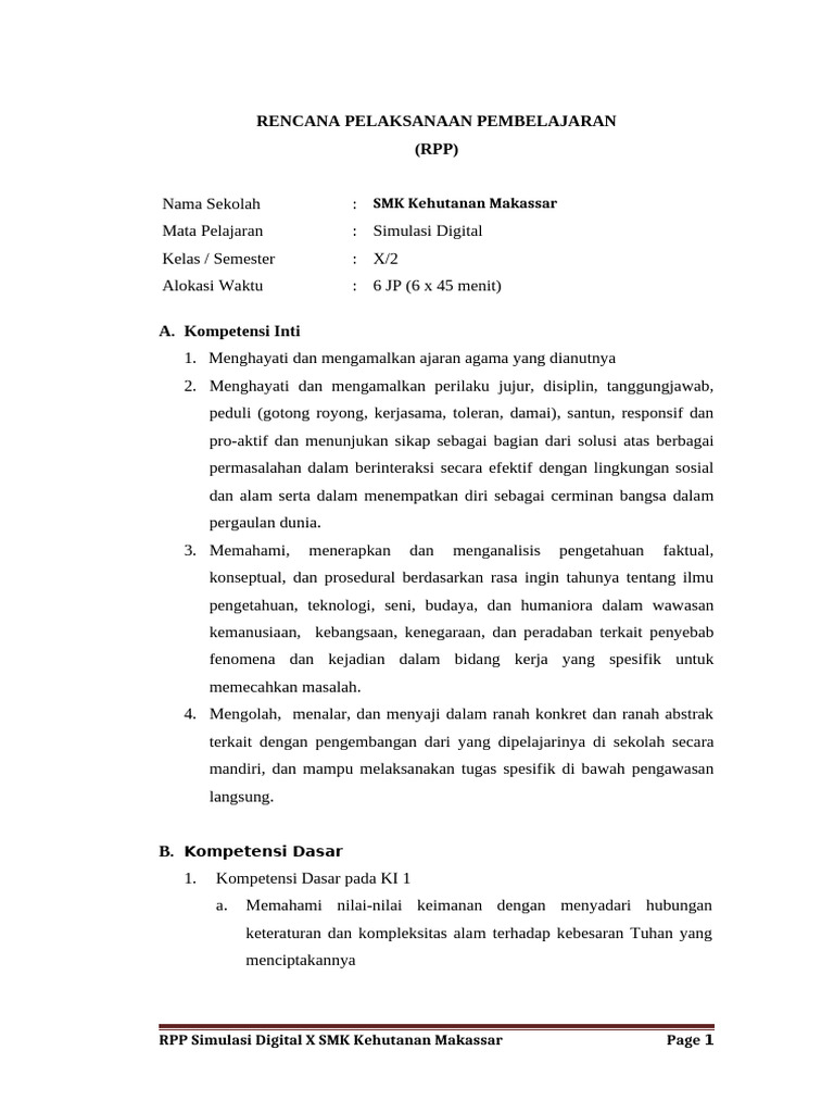 RPP SIMDIG X Genap K 13 Buku Digital | PDF
