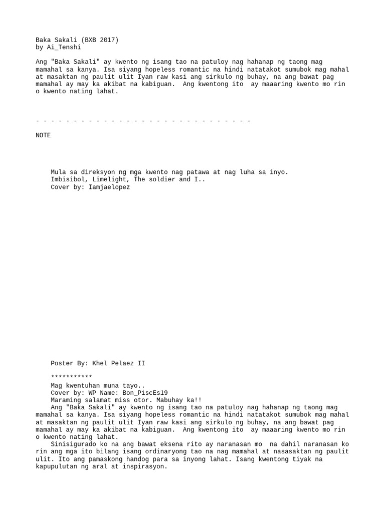 Baka Sakali (BXB 2017) - Ai - Tenshi | PDF