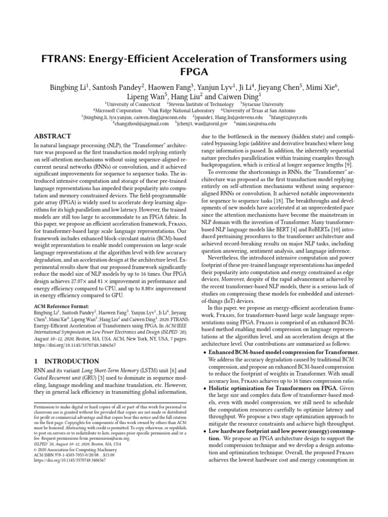 FPGAEnergy Eff Transformers | PDF | Fast Fourier Transform | Data ...