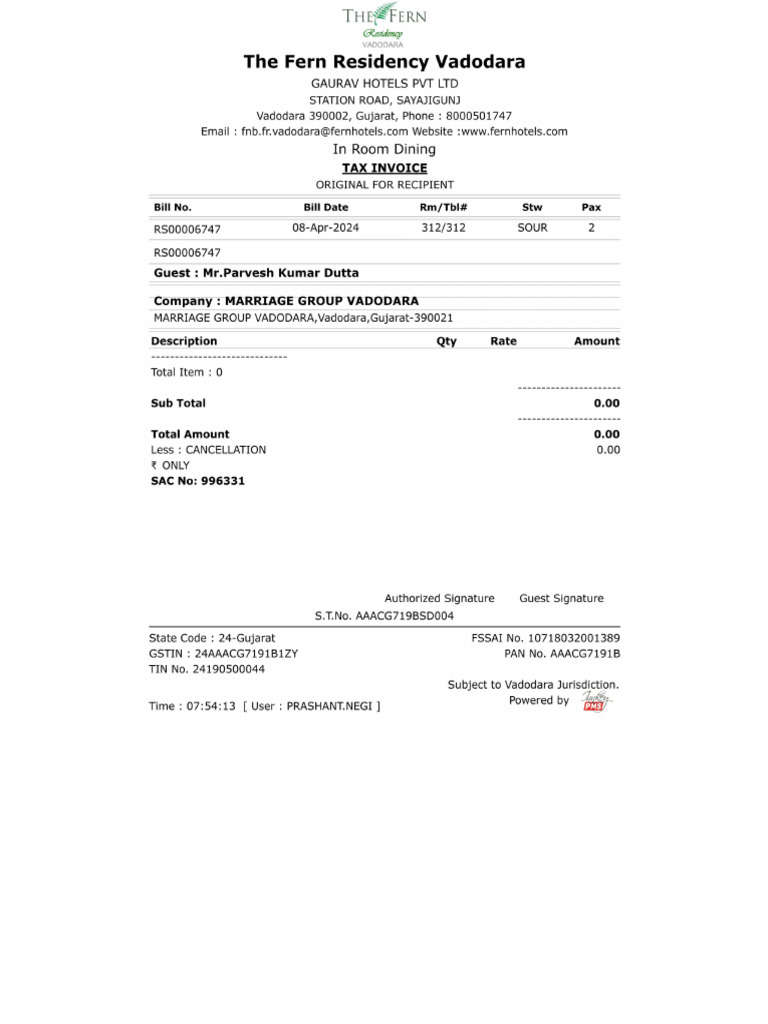 Innkeys Pos Ird Bill | PDF