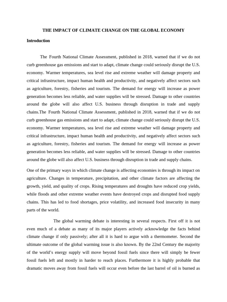 The Impact of Climate Change On The Global Economy | PDF | Climate ...