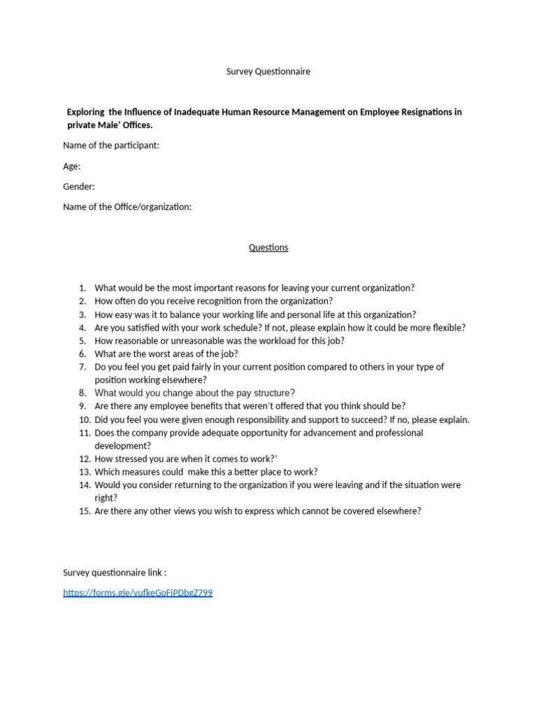 Survey Questionnaire Final | PDF