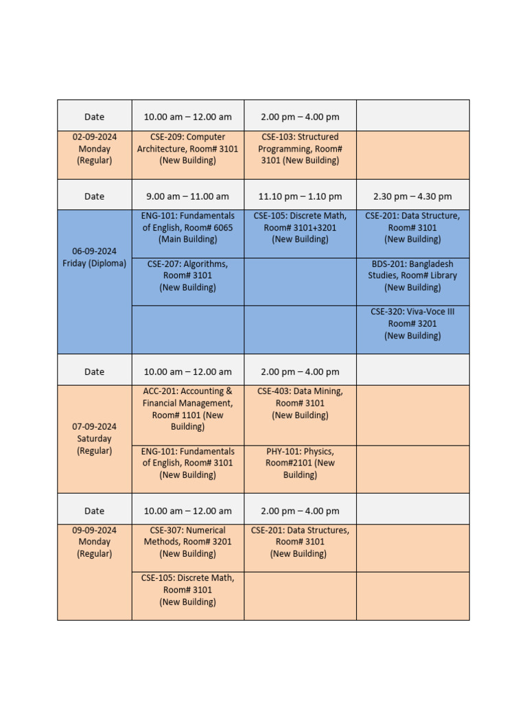 CSE Spring 2024 Final Exam Routine | PDF