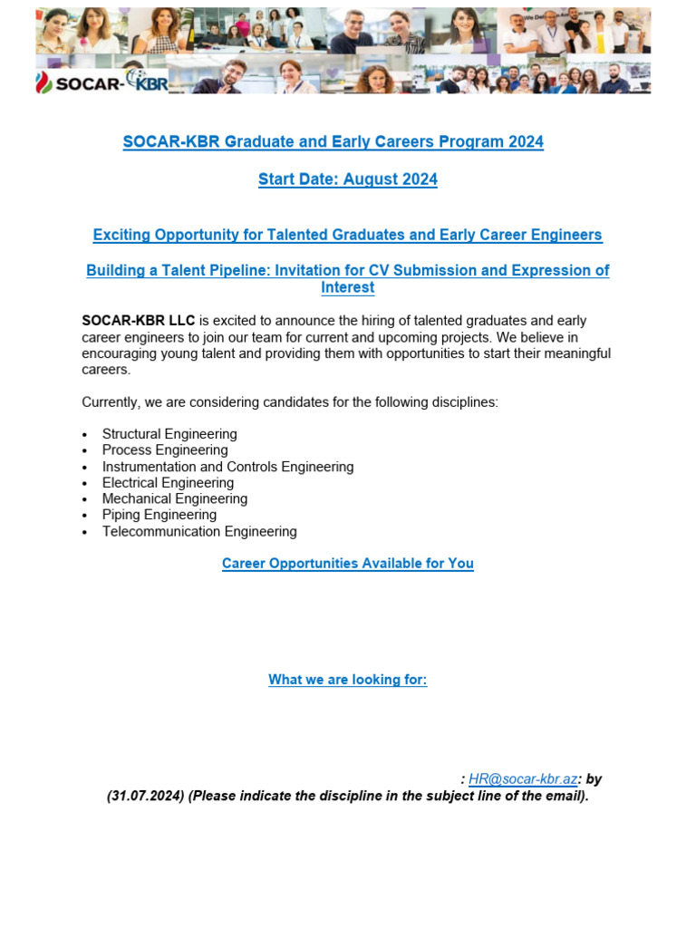 SOCAR-KBR Graduate and Early Careers Program 2024 | PDF