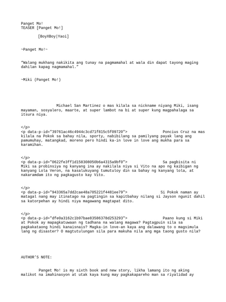 Panget Mo! - BXB | PDF