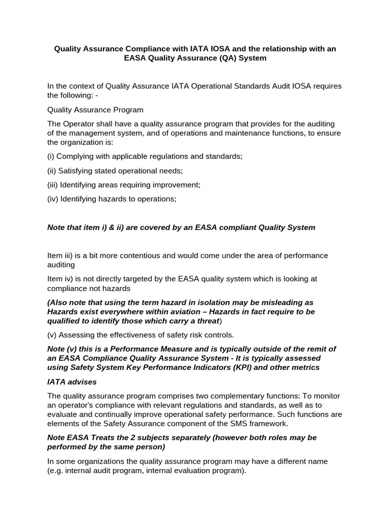 Compliance With IATA IOSA | PDF | Audit | Regulatory Compliance