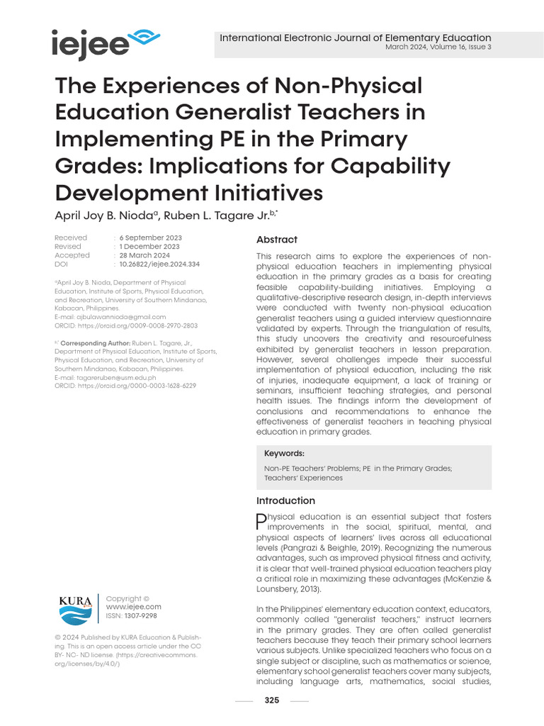 The Experiences of Non-Physical Education Generalist Teachers in ...