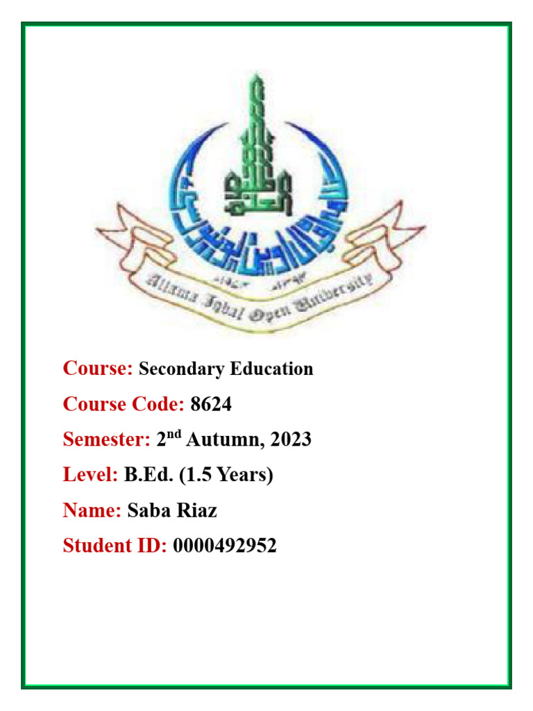 Assignment No.1 (8624) | PDF