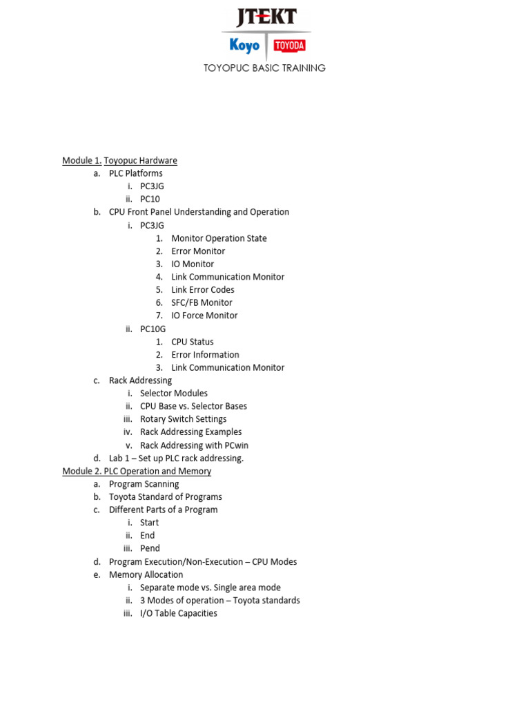 Toyopuc Basic Course Decription Pdf