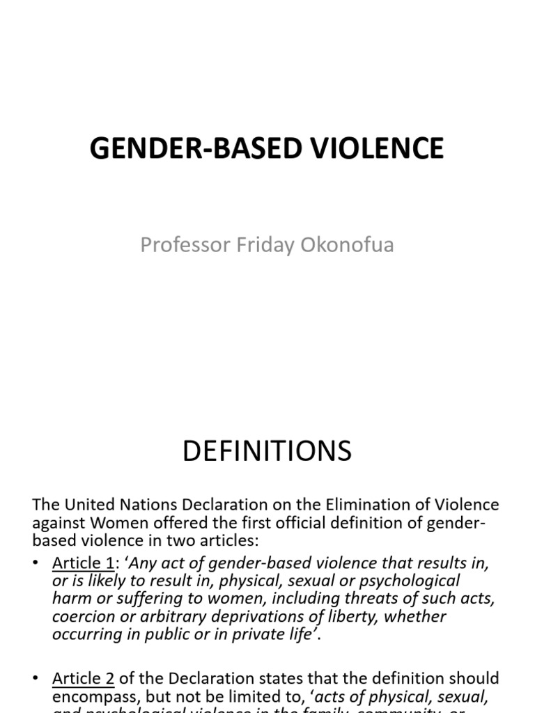 Prof Friday Okonofua Gender Based Violence | PDF