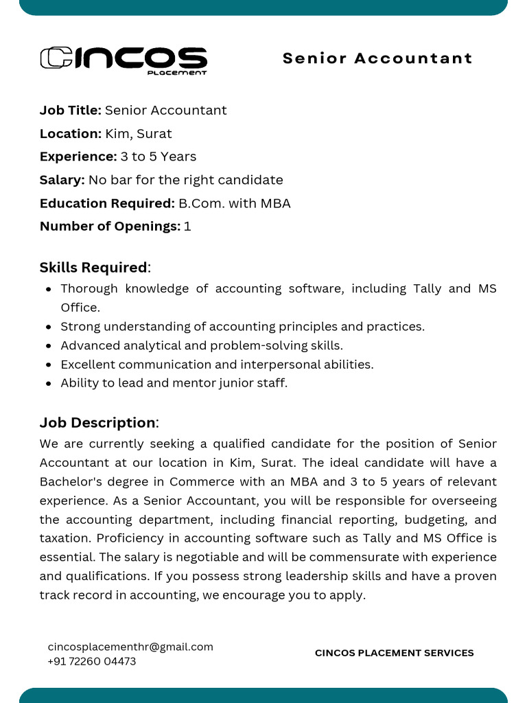 Senior Accountant JD | PDF
