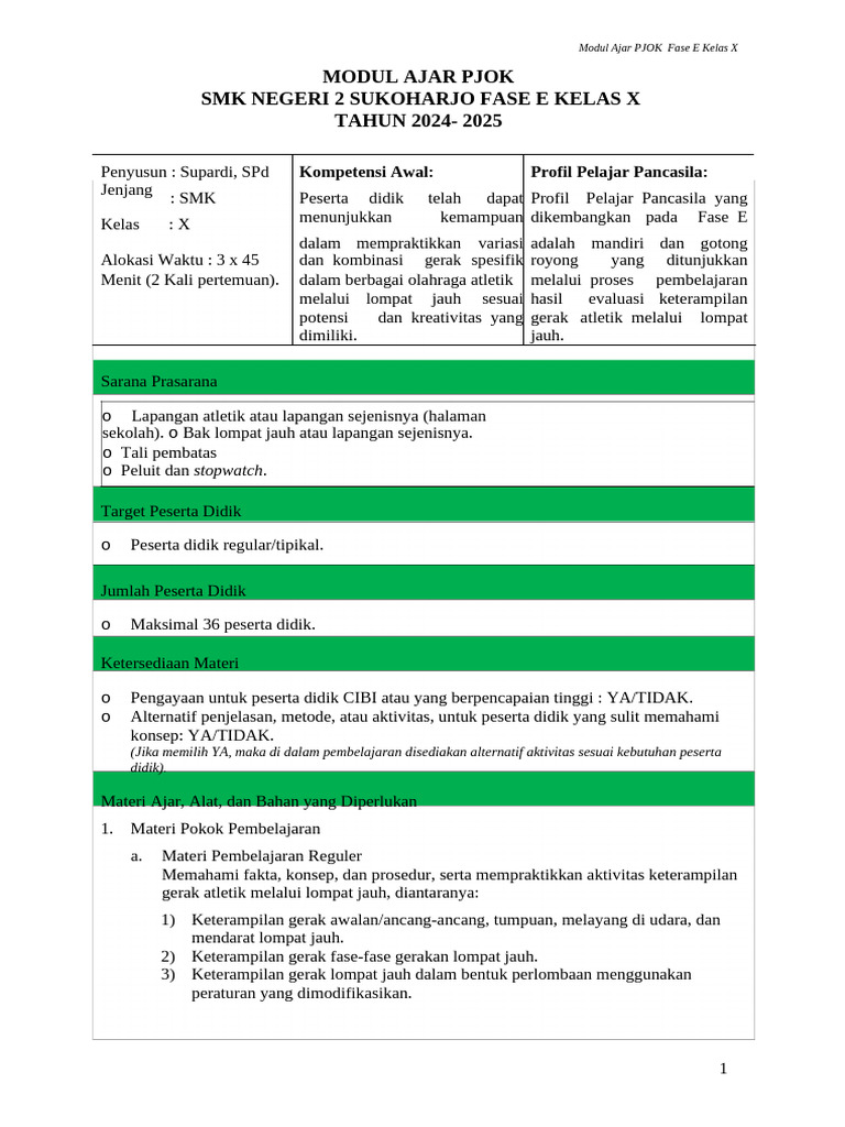 07 Modul Ajar Lompat Jauh - 27!07!2021 - Oke | PDF