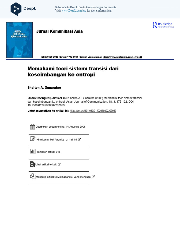 Understanding systems theory transition from equilibrium to entropy id | PDF