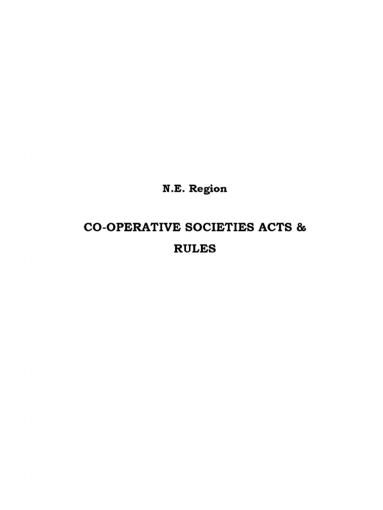 Co-Operative Societies Acts & Rules | PDF