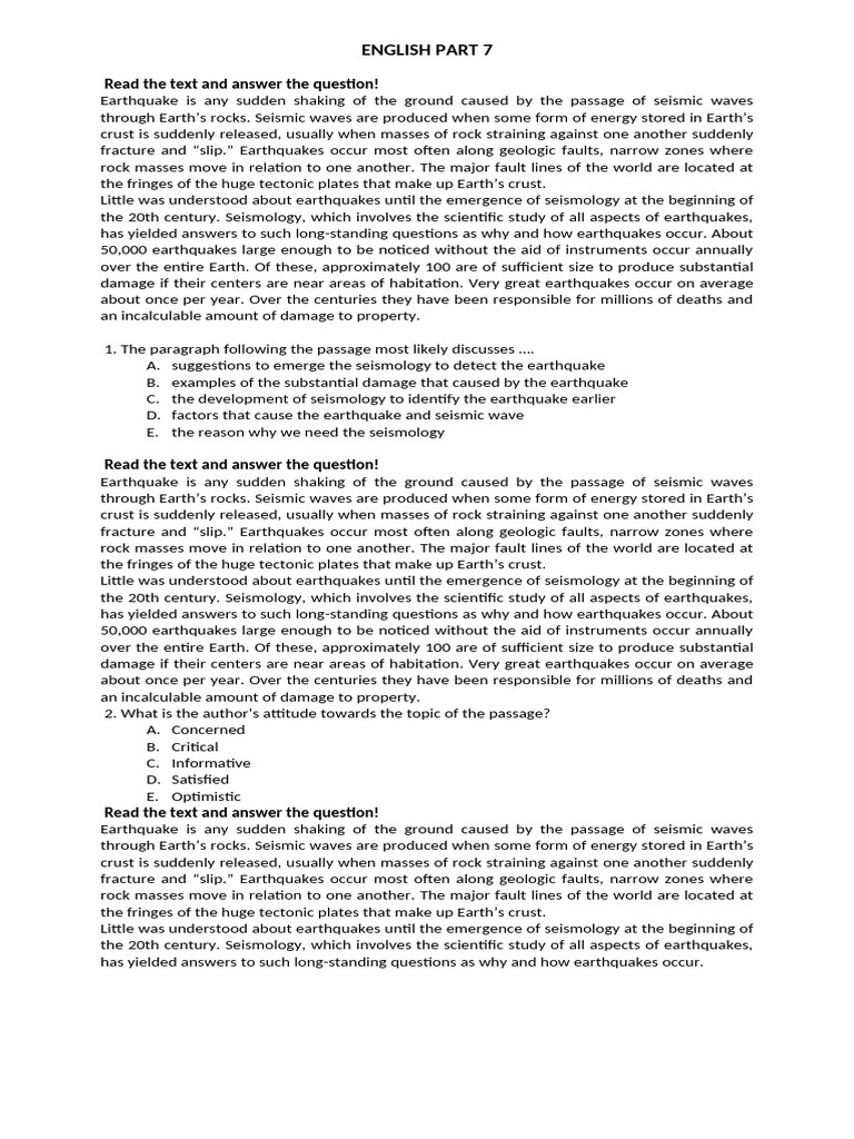 English Part 7 | PDF