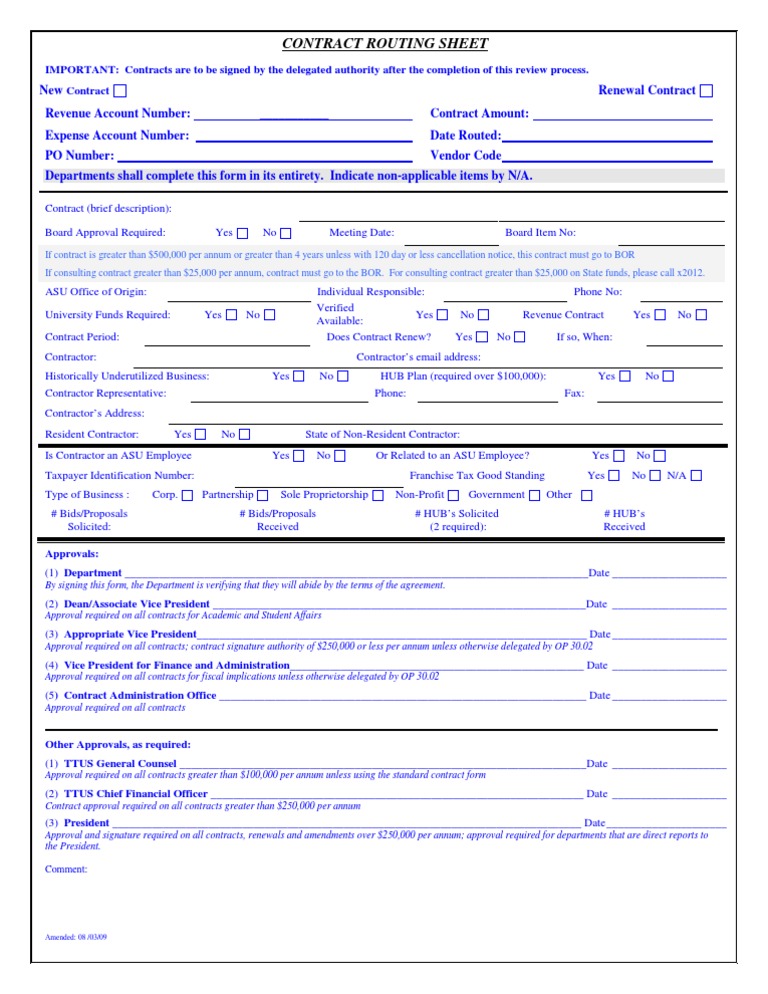 Contract Routing Sheet | Download Free PDF | Revenue | Government Finances