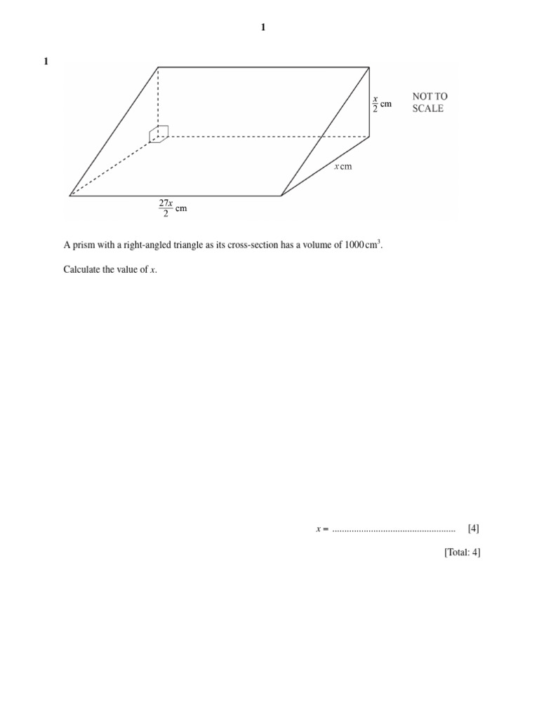 A Prism With A Right-Angled Triangle As Its Cross-Section Has A Volume ...