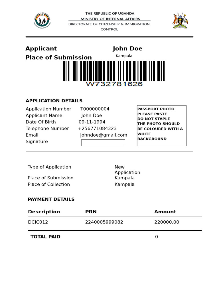 Uganda Passport Application System - KAMPALA - 2 | PDF