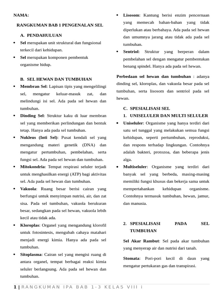 Rangkuman Ipa 8 | PDF