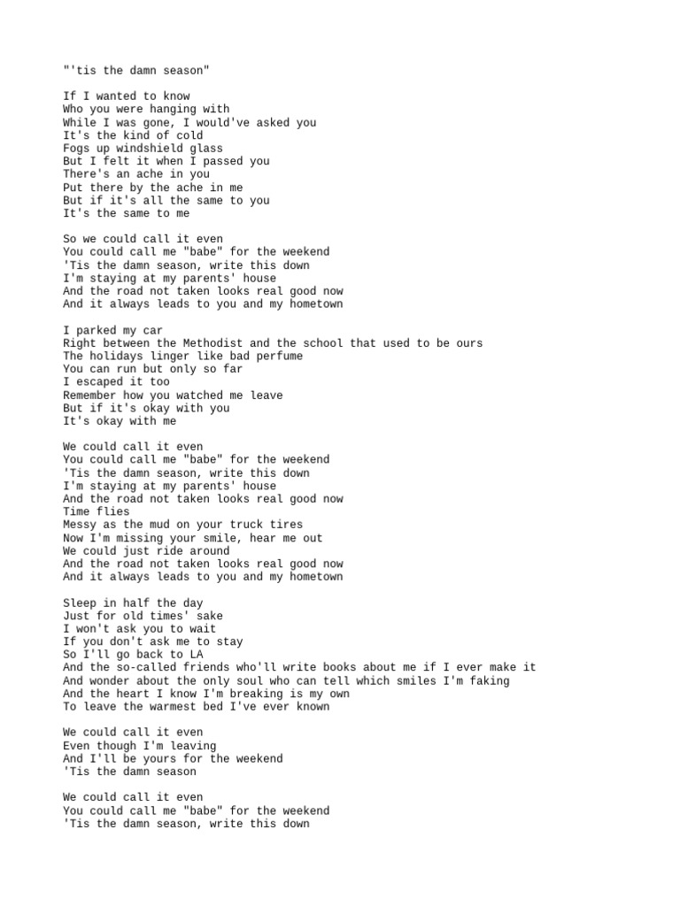 'Tis The Damn Season - Taylor Swift | PDF 'Tis The Damn Season - Taylor Swift | PDF