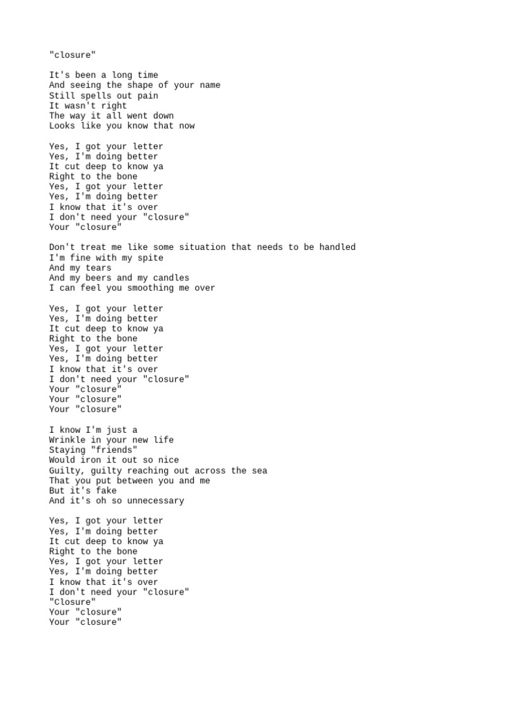 Closure - Taylor Swift | PDF