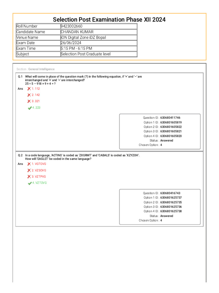 Graduate Level Answer Key | PDF | Menu