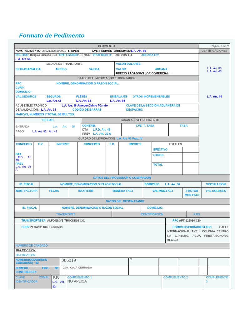 Formato de Pedimento | PDF
