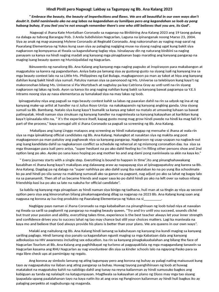 Bb. Ana Kalang Filipino | PDF Bb. Ana Kalang Filipino | PDF