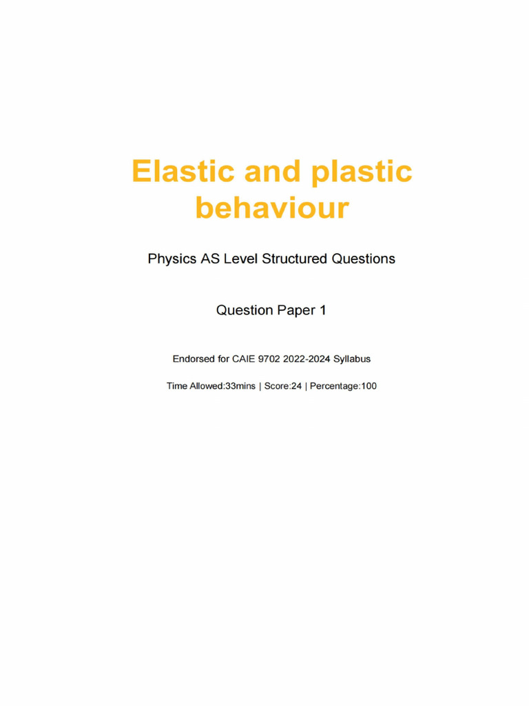 HW2 - 6.2 Elastic and Plastic Behaviour | PDF