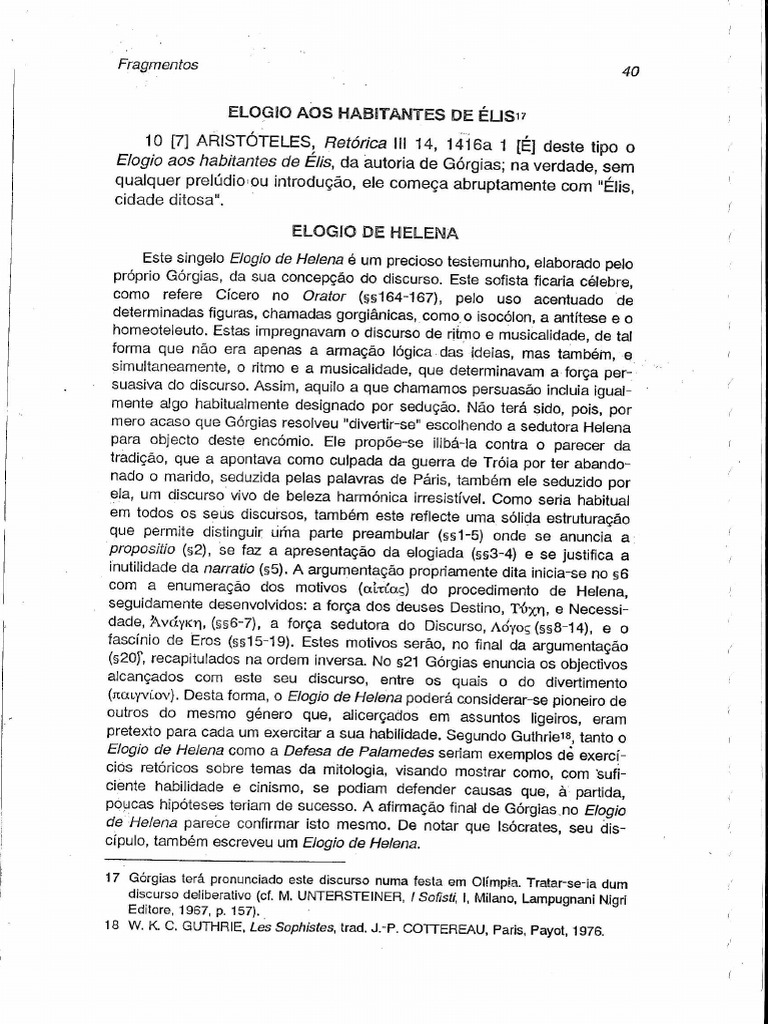 Górgias - Elogio de Helena | PDF