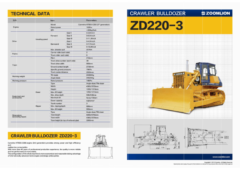 Zoomlion ZD220-3 Bulldozer | PDF