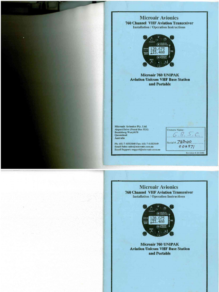 MicroAir M760 Installaiton IO&M Mmanual Ver K01 2000 | PDF