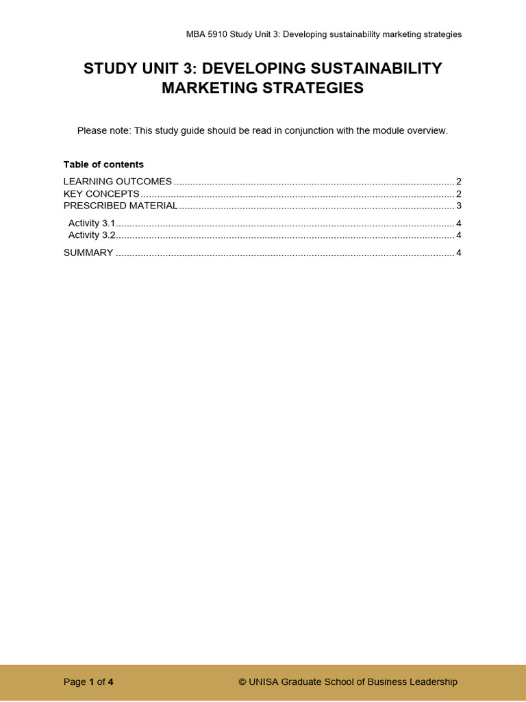 2024 Study Unit 3 MBA5910 | PDF