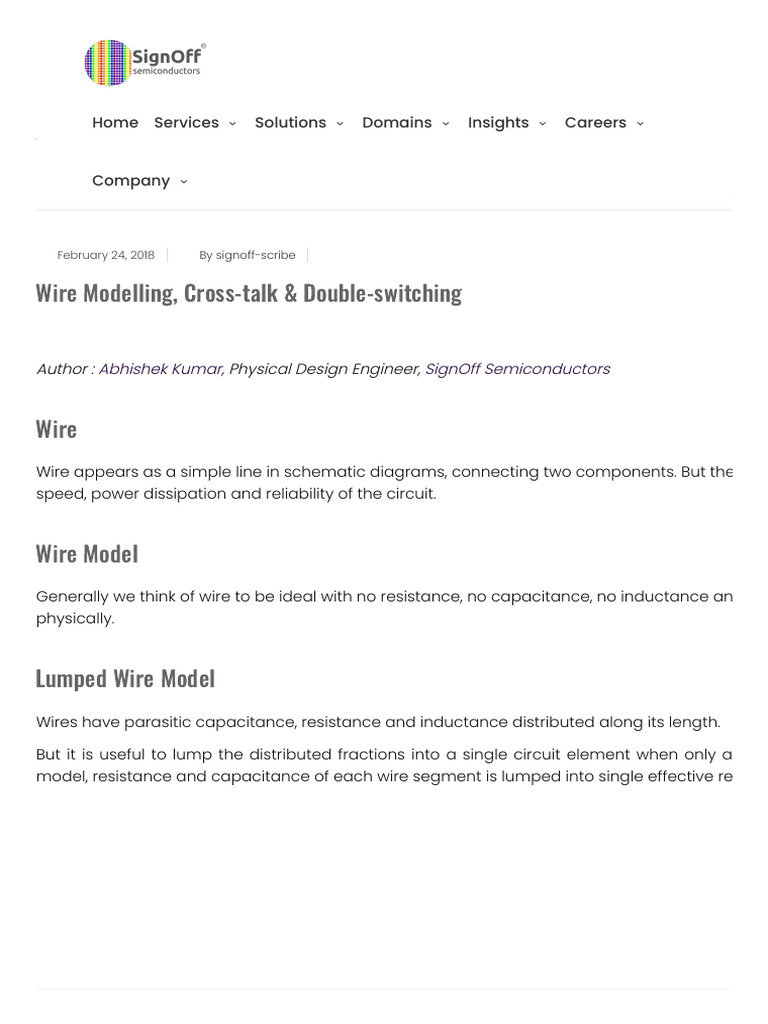 Wire Modelling, Cross-Talk & Double-Switching - SignOff Semiconductors ...