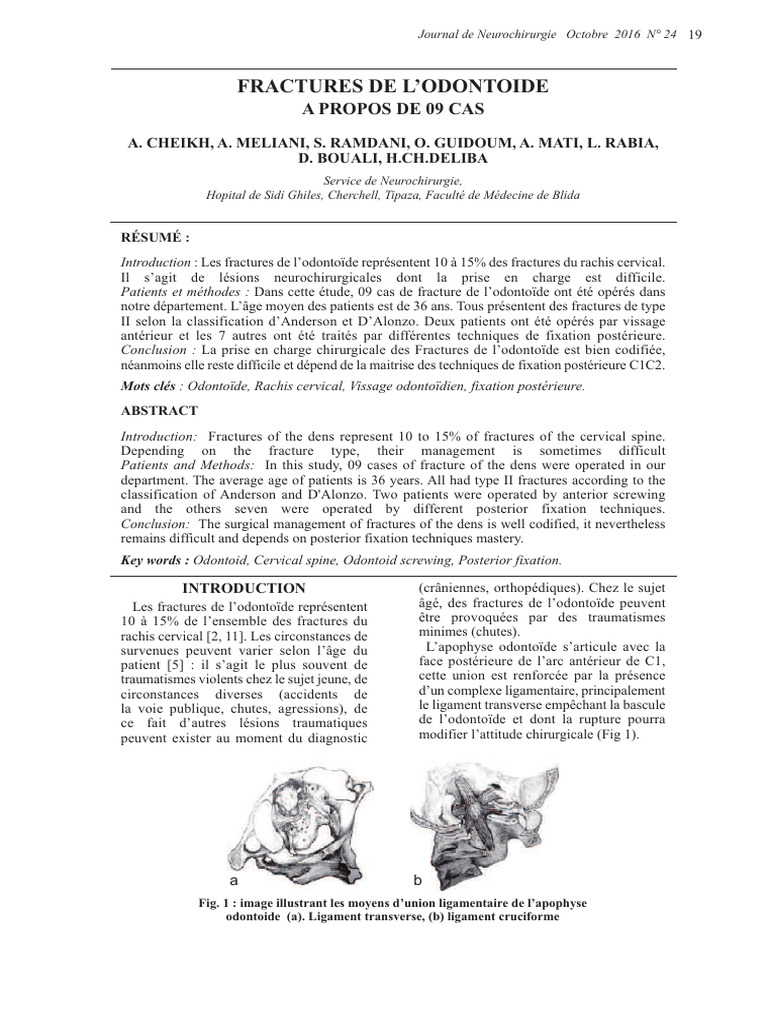 Fractures de L'odontoide A Propos de 09 Cas | PDF