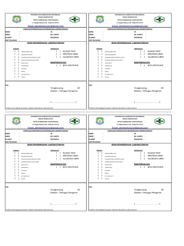 Format Rujukan Ke Lab | PDF