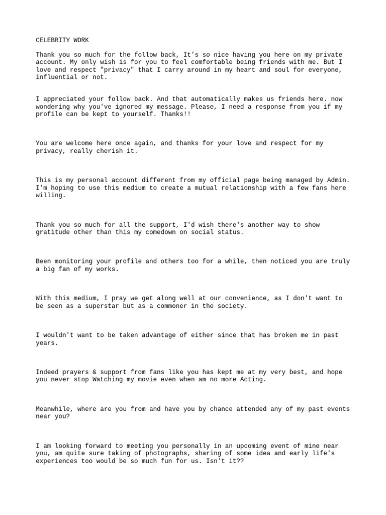 Celebrity Work 1 | PDF