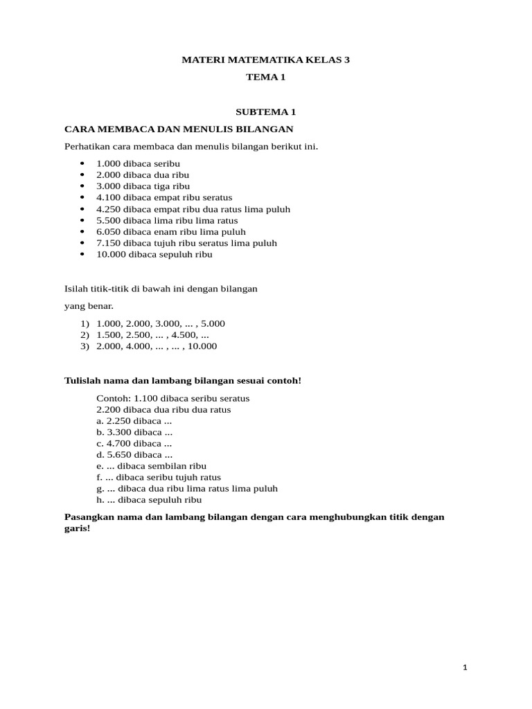 MATERI MTK KELAS 3A (AutoRecovered) | PDF