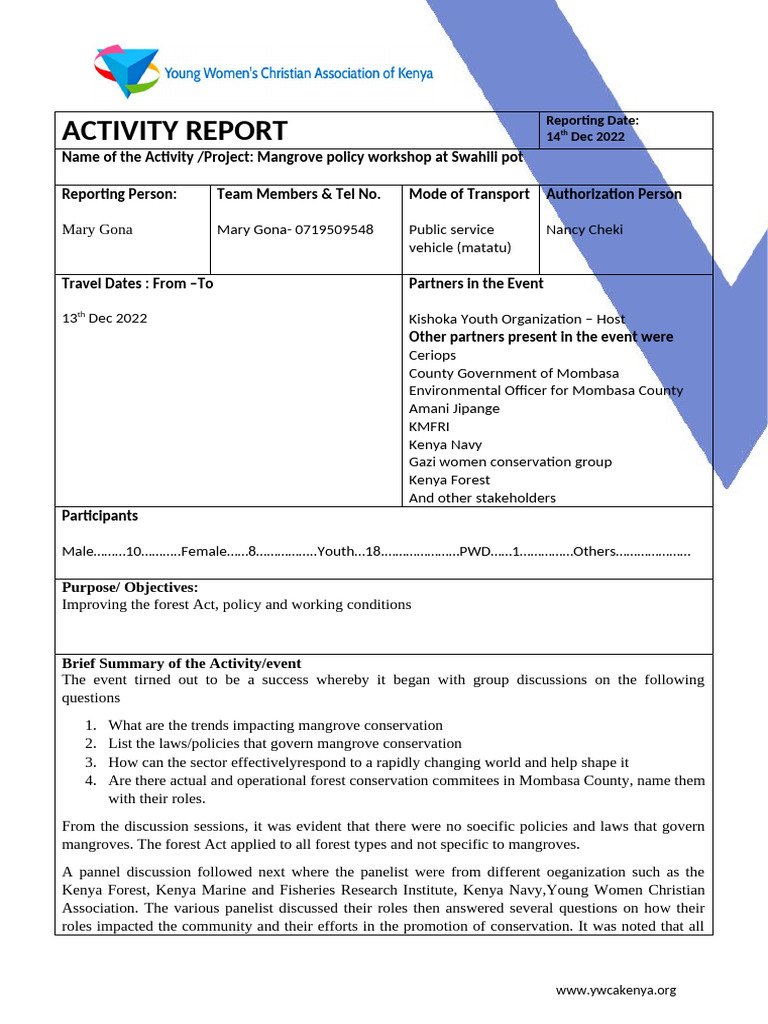 Activity Report | PDF | Natural Environment | Environmental Social Science