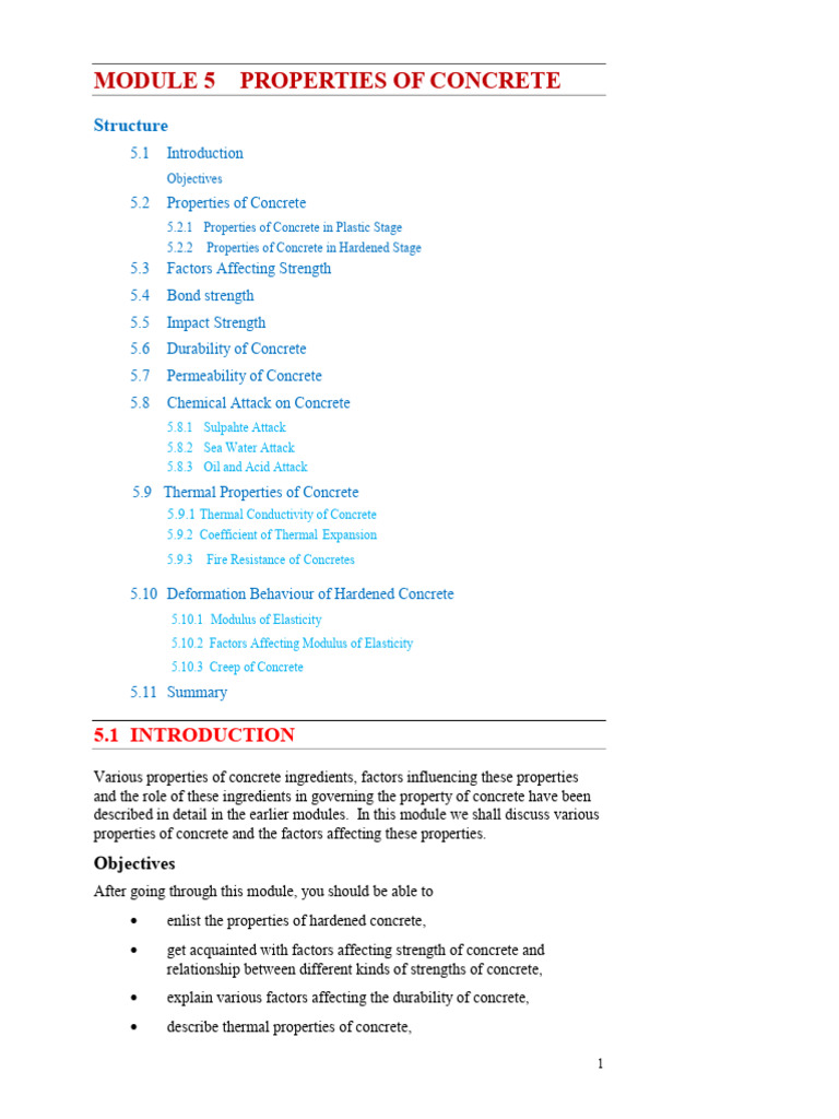 Module 5 Properties of Concrete-1 | PDF