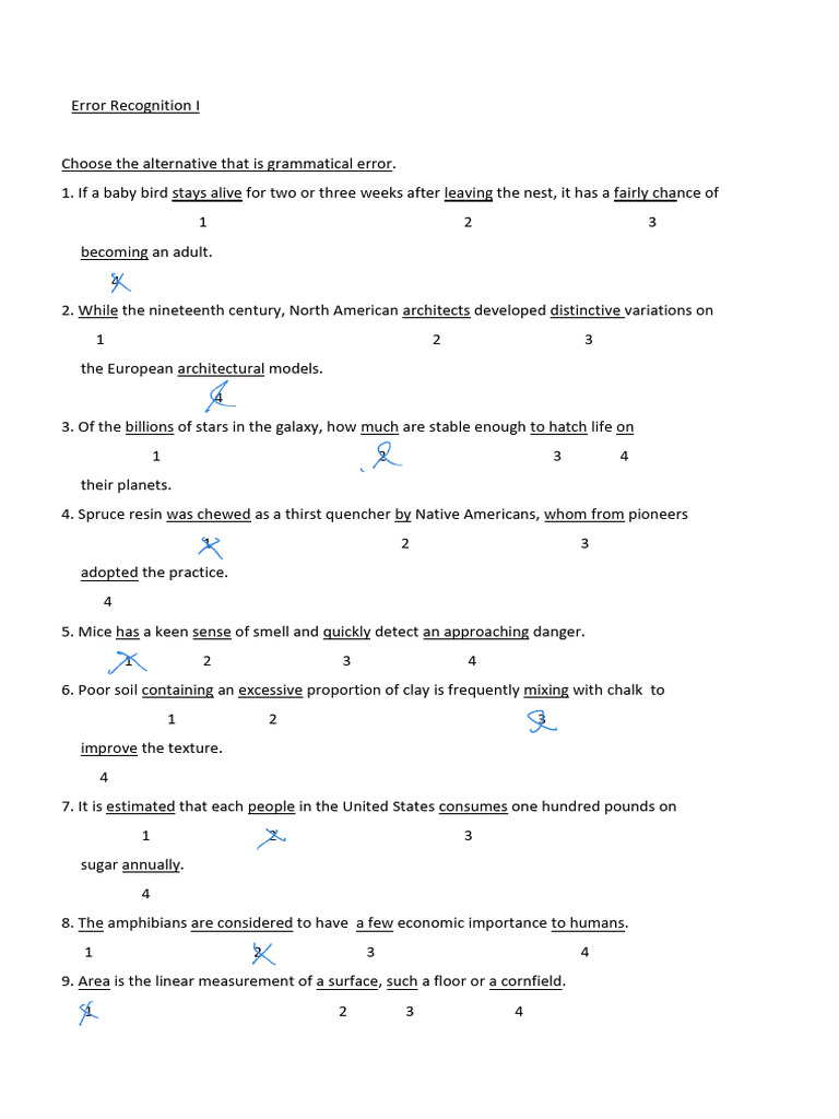 Error Recognition I | PDF